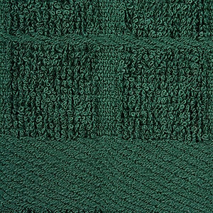 DII Basic Terry Collection Windowpane Dishtowel Set, 16x26, Dark Green Solid, 4 Piece