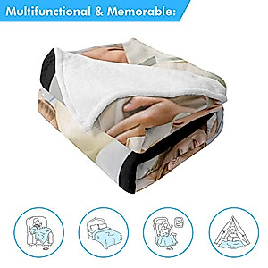 Custom Blanket With Photo Text Personalized Throw Blanket Customized Picture Blanket For Baby Mother Father Adult Friends Lovers Dog Pets Personalized Gift Flannel Blanket Birthday Halloween Christmas