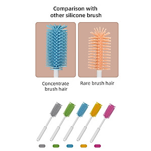 Baby Bottle Brush Bib co. Adjustable Bottle Brush Cleaner, Adjusts Over 10 Different Levels, Removable Brush Head (Yellow), with Free Splash Guard