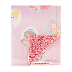 Disney Character Fuzzy Double Sided Mink and Sherpa Baby Blanket, Ultra-Soft and Plush Mink Sherpa Newborn Throw for Infants, Measures 30x35