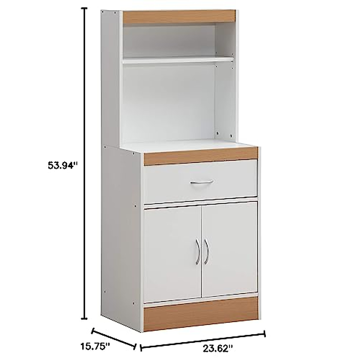 Hodedah Tall Open Shelves Kitchen Cabinet, White