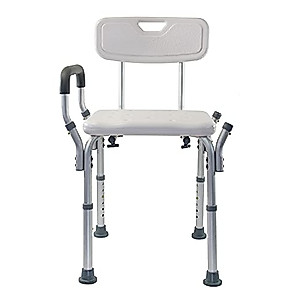 Essential Medical Supply Height Adjustable Shower and Bath Bench with Padded Arms, Contoured Back and Textured Shower Chair Seat - Perfect for The Bath and Shower