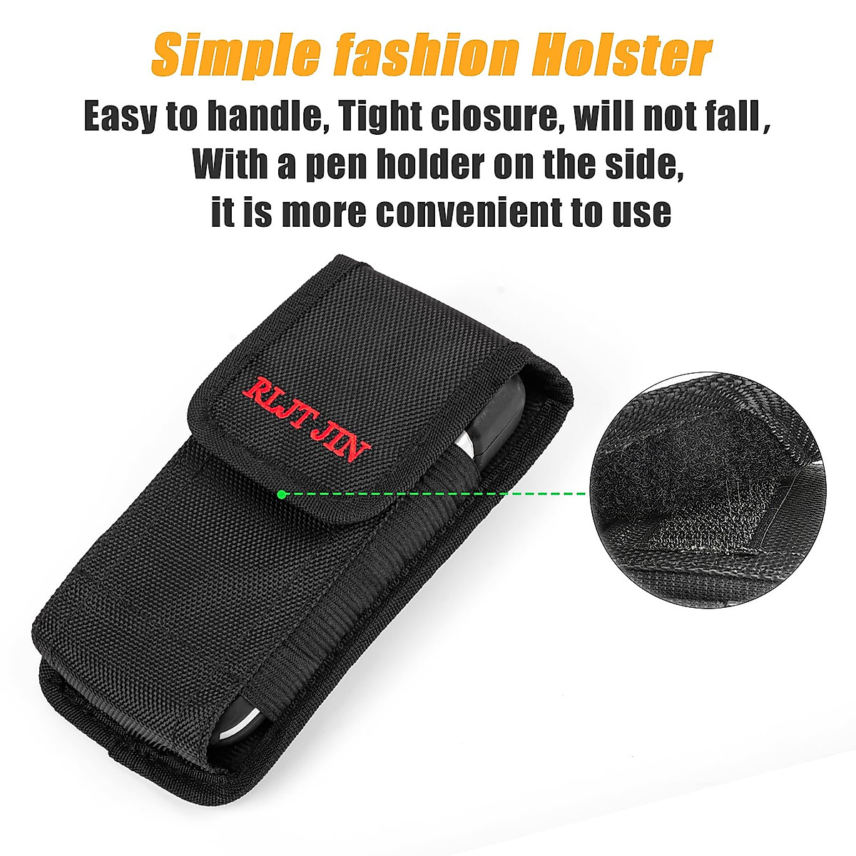 RLJT JIN TC77 Scanner Holster,Durable Carrying Case Pouch for Zebra TC70x,TC70,TC72,TC75,TC77,M60,MC67 Handheld Barcode Touch Mobile Computer,Metal Belt Clip,Pen Holder and with Belt Loop.