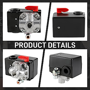 Carbbia Z-D26612 Pressure Switch Z- for Porter Cable 150/120 PSI D26612 4 Port 120 Volt