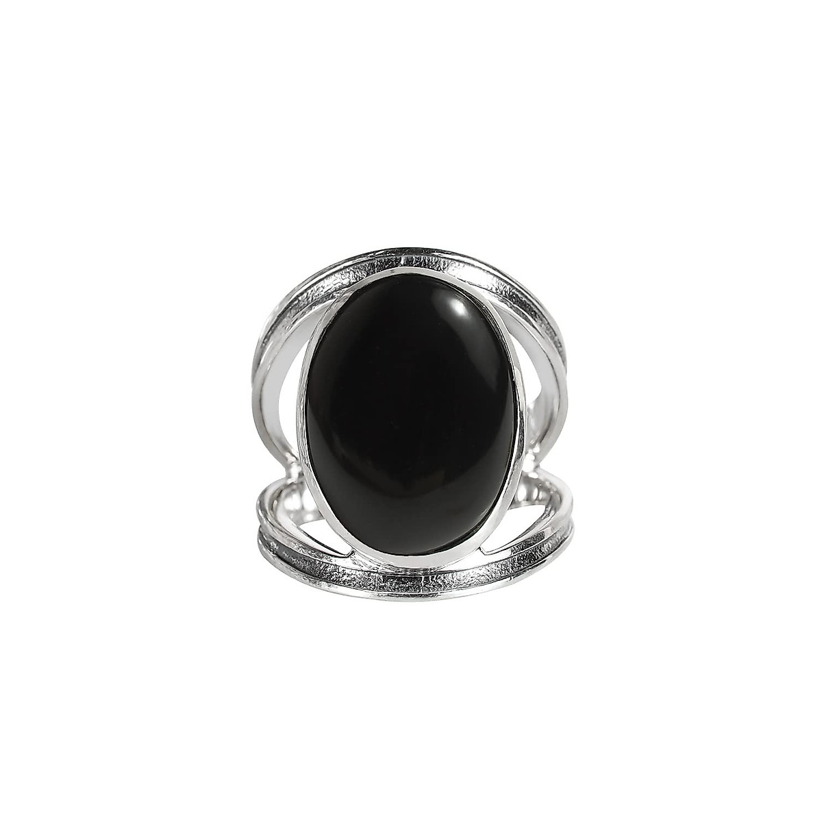 YoTreasure Black Onyx Solid 925 Sterling Silver Split Shank Statement Ring