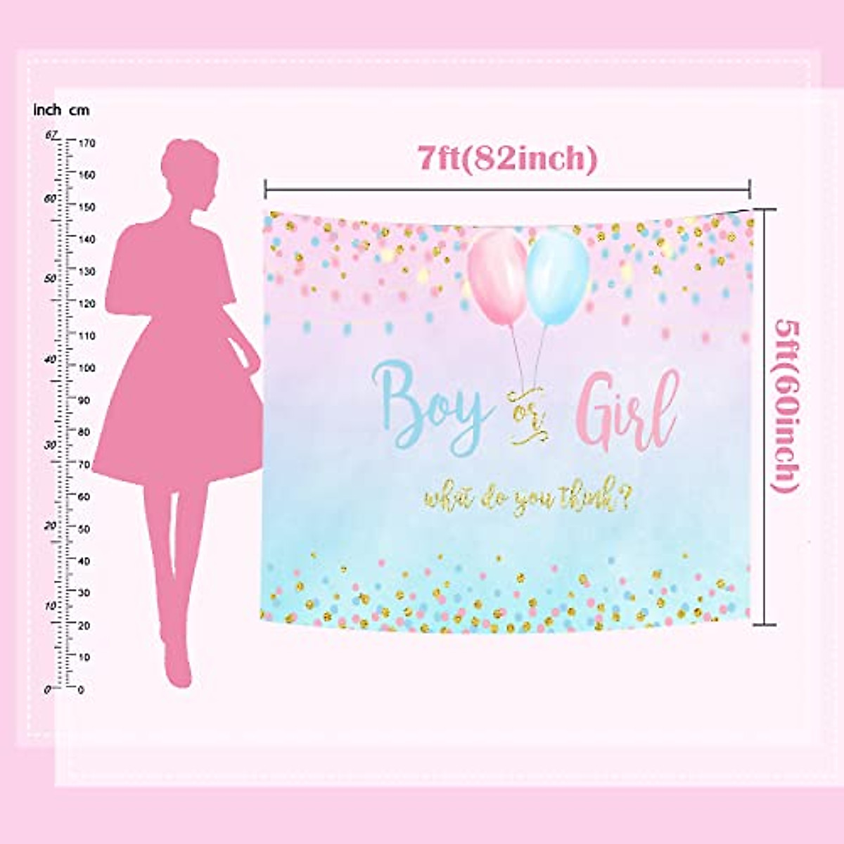 Mocsicka Boy or Girl Gender Reveal Decoration, Blue or Pink Dots Balloon Party Backdrop, Gender Reveal Banner Supplies (7x5ft (82x60 inch))