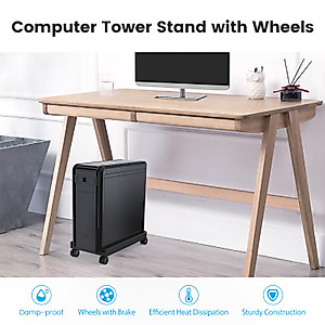 Computer Tower Stand, ORICO Mobile CPU Holder with 4 Caster Wheels Computer Tower Stand Carts on Carpet Fits for Most Computer Tower, Gaming PC, ATX Case, PC Holder