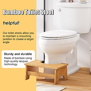 Bamboo Toilet Stool Poop Stool for Adults, Step Stool,Poop Stool for Bathroom, Waterproof and Non Slip Squat Stool Adult Bamboo Toilet Stool (6.7‘’H)