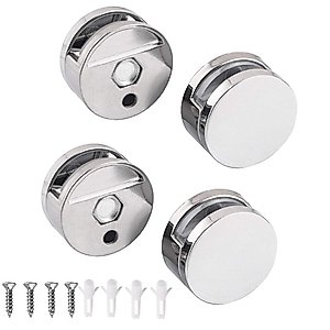 Wide Mirror Clip Set,Glass Shelf Bracket 4PCS, Polished Chrome