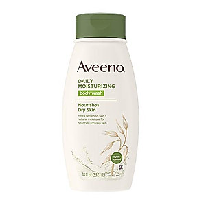 Aveeno Daily Moisturizing Body Wash for Dry Skin with Soothing Oat ; Rich Emollients, Creamy Shower Cleanser, Gentle, Soap-Free and Dye-Free, Light Fragrance, 18 fl. oz.
