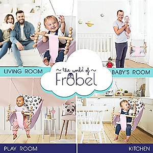 Outdoor and Indoor Baby Hammock Swing Seat by Frobel - Canvas Boho Hanging Baby Swing for Baby to Toddler 1 Year to 4 Years Old, Hanging Kit and Anchor Included, Safe and Secure, Pink