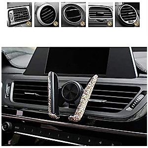 Best Bling Rhinestone Crystal Convenient Mini Car Dash Air Vent Automatic ADJUSTABLE Phone Holder (Silver)