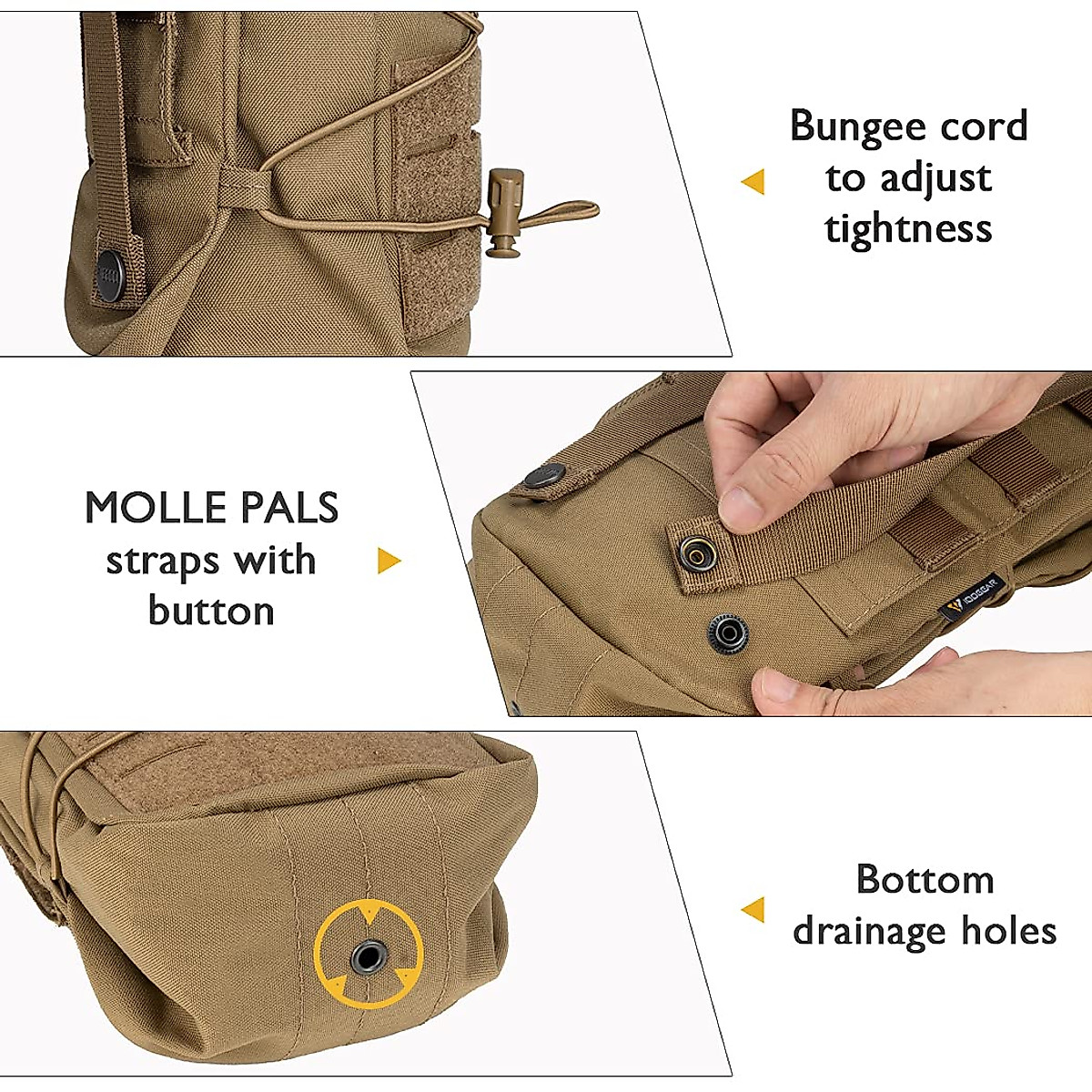 IDOGEAR Tactical Pouch Molle Drawstring Magazine Dump Pouch Mag Recycling Pouch Universal Bag (Coyote Brown)