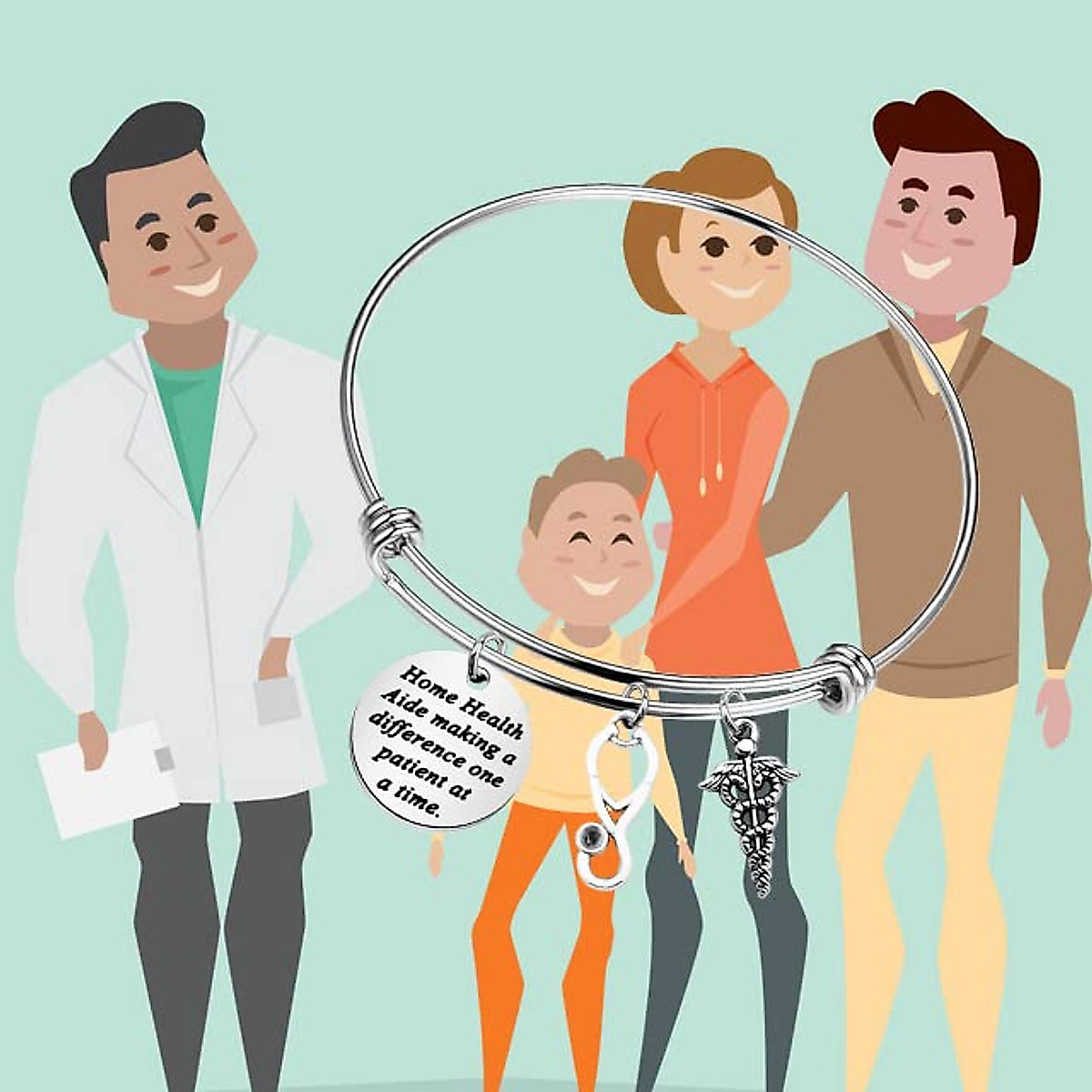 BAUNA Home Health Aide Gifts Home Health Aide Stethoscope Keychain（Home Health Aide-bracelet）