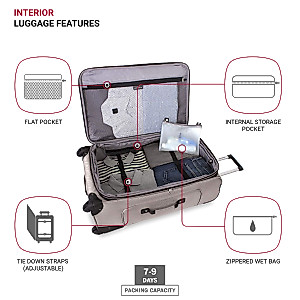 SwissGear Sion Softside Expandable Luggage, Pewter, Checked-Large 29-Inch