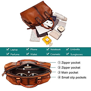 Women Genuine Leather Handbags vintage purses Top Handle Satchel and tote Crossbody Shoulder bags (Vintage Brown)
