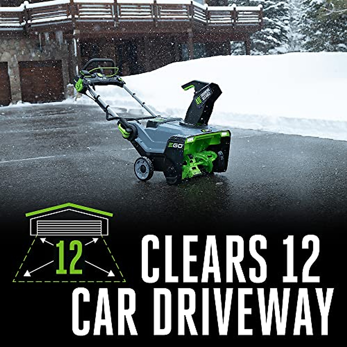 EGO Power+ SNT2112 21-Inch 56-Volt Lithium-Ion Cordless Snow Blower with Steel Auger - (2) 5.0Ah Batteries and Dual Port Charger Included, Black