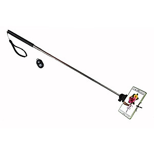 Extra-long Durable Selfie Stick Kit with Tripod by Shutterstix for iPhones, Samsung, Hero & Compact Cameras, with Bonus Tripod, Bluetooth Wireless Remote Control; Latest Version, Light-weight & Compact