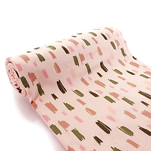 Blush Pink Brush Strokes DBP Fabric - Double Brushed Polyester 4 Way Stretch - 1 yard