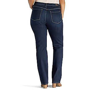 Lee Womens Plus Size Instantly Slims Classic Relaxed Fit Monroe Straight Leg Jeans, Ellis, 18 US