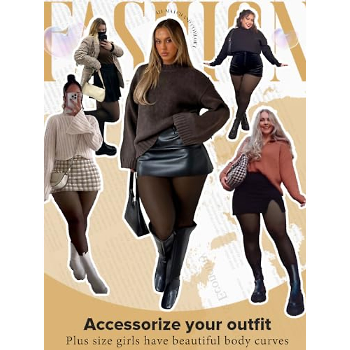 Plus Size Fleece Lined Tights Leggings Women,Warm Plus Size Tights Thermal Magic Leggings for Women Winter