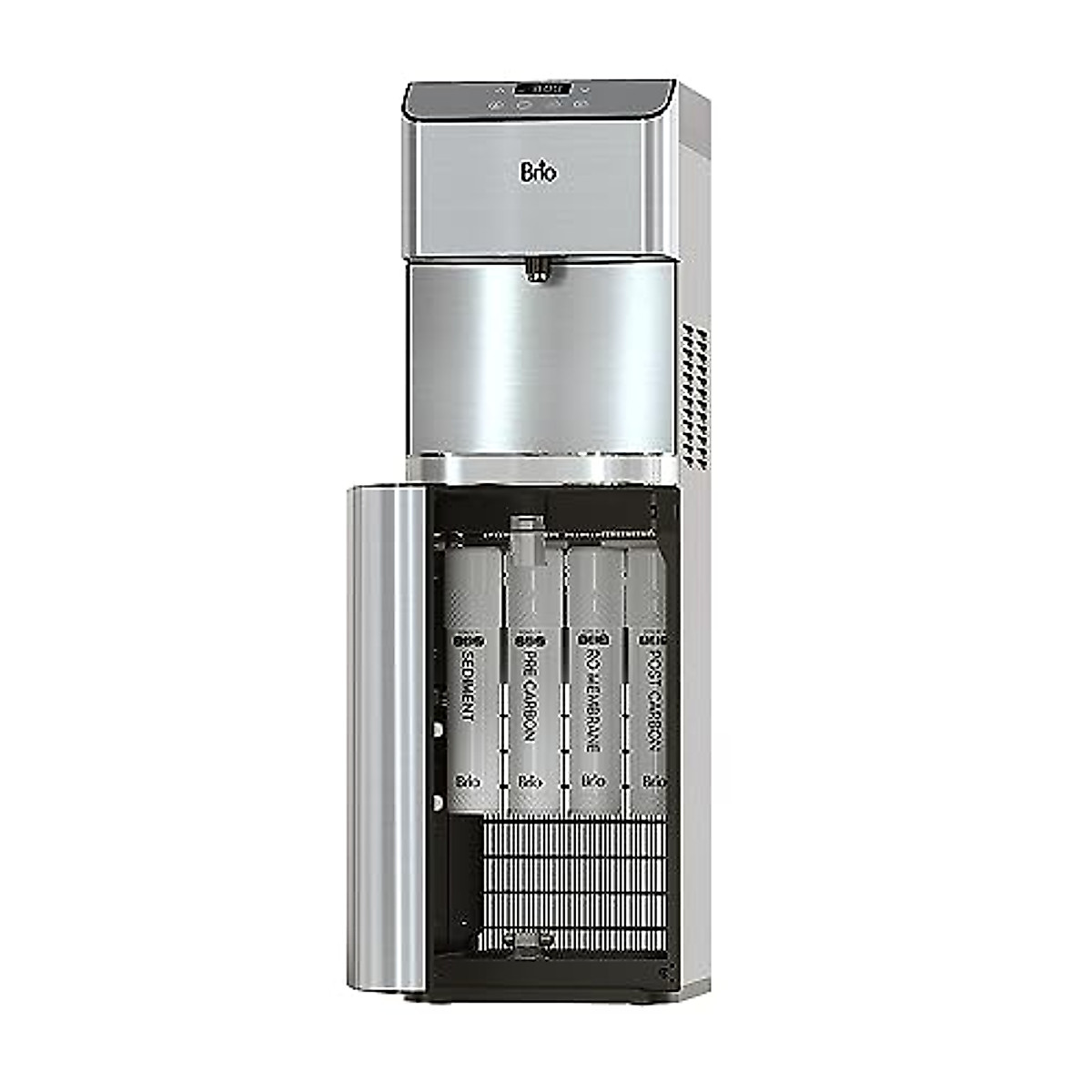 Brio Moderna Self Cleaning Bottleless Water Cooler Dispenser with Filtration – Adjustable Temperature – Digital Clock – LED Nightlight – Tri Temp Hot, Cold, and Room