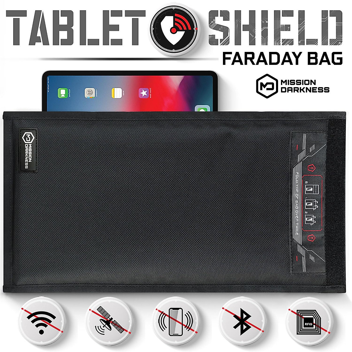 Mission Darkness Non-Window Faraday Bag for Tablets // Device Shielding for Law Enforcement & Military, Executive Privacy, Travel & Data Security, Anti-Hacking Anti-Tracking Anti-Spying Assurance