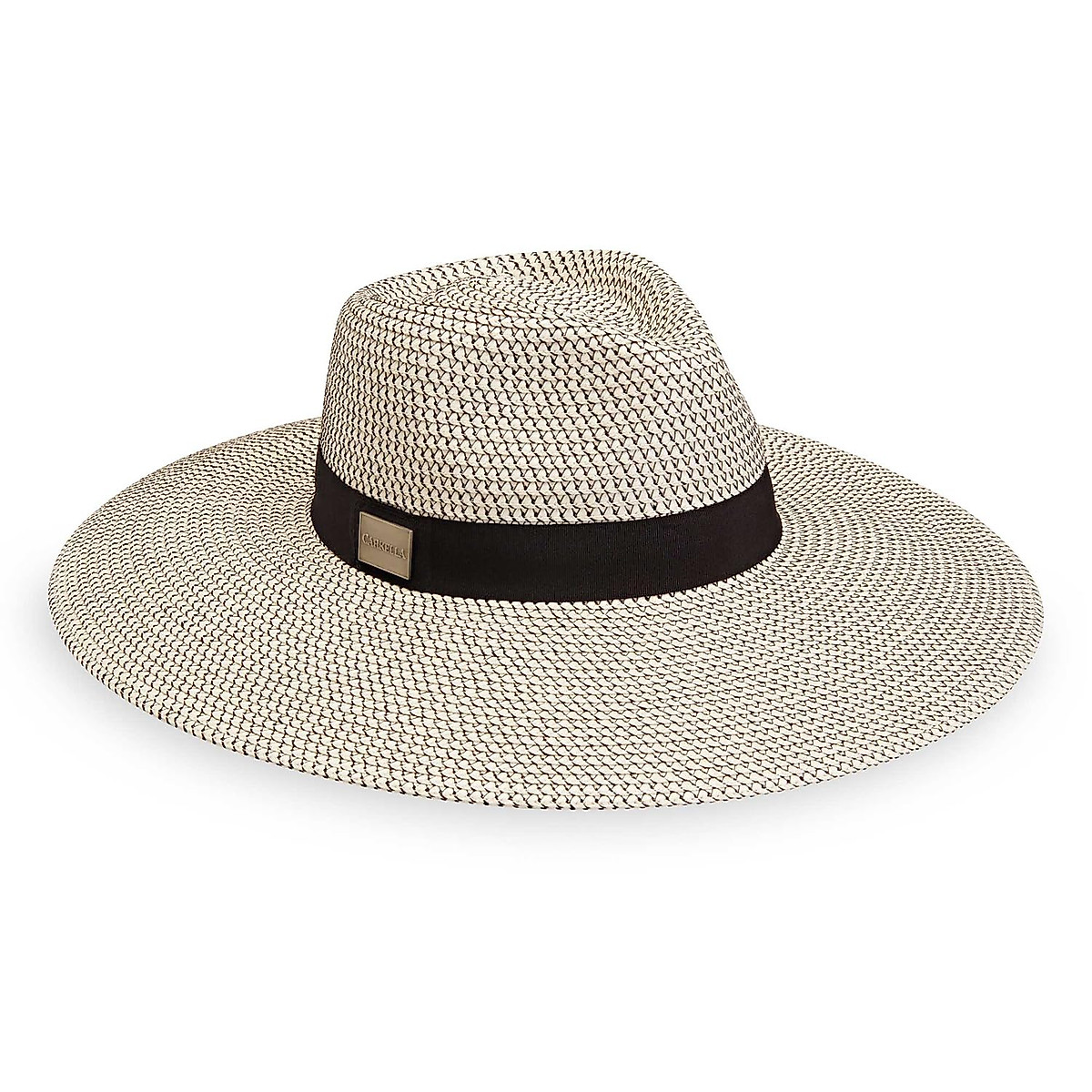 CARKELLA by Wallaroo Women’s Kerrigan Fedora – UPF 50+, Wide Brim, Packable Design, Adjustable Sizing for Medium Crown Sizes – Stylish Sun-Smart Hat for Golf, Resort and Travel (Ivory/Black)