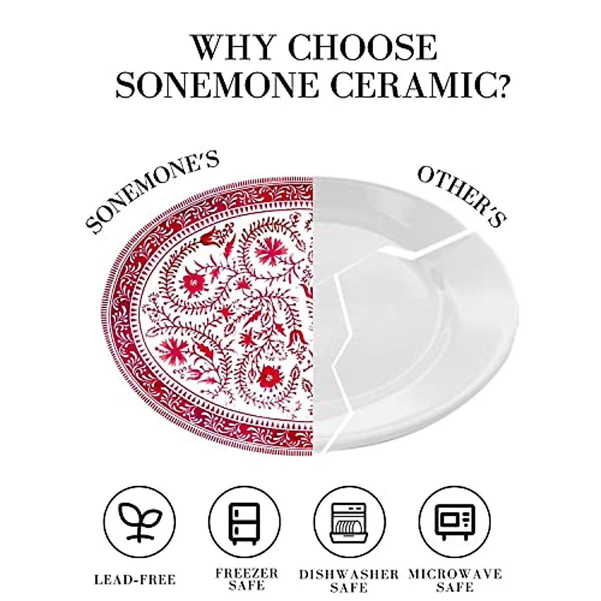 Sonemone 14 Inch Red Serving Platter Large Oval Serving Plate Tray for Entertaining Thanksgiving Christmas Party, Microwave & Dishwasher Safe