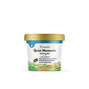 NaturVet –Quiet Moments Calming Aid for Cats Plus Melatonin – 60 Soft Chews – Helps Reduce Stress & Promote Relaxation – Great for Storms, Fireworks, Travel & Grooming