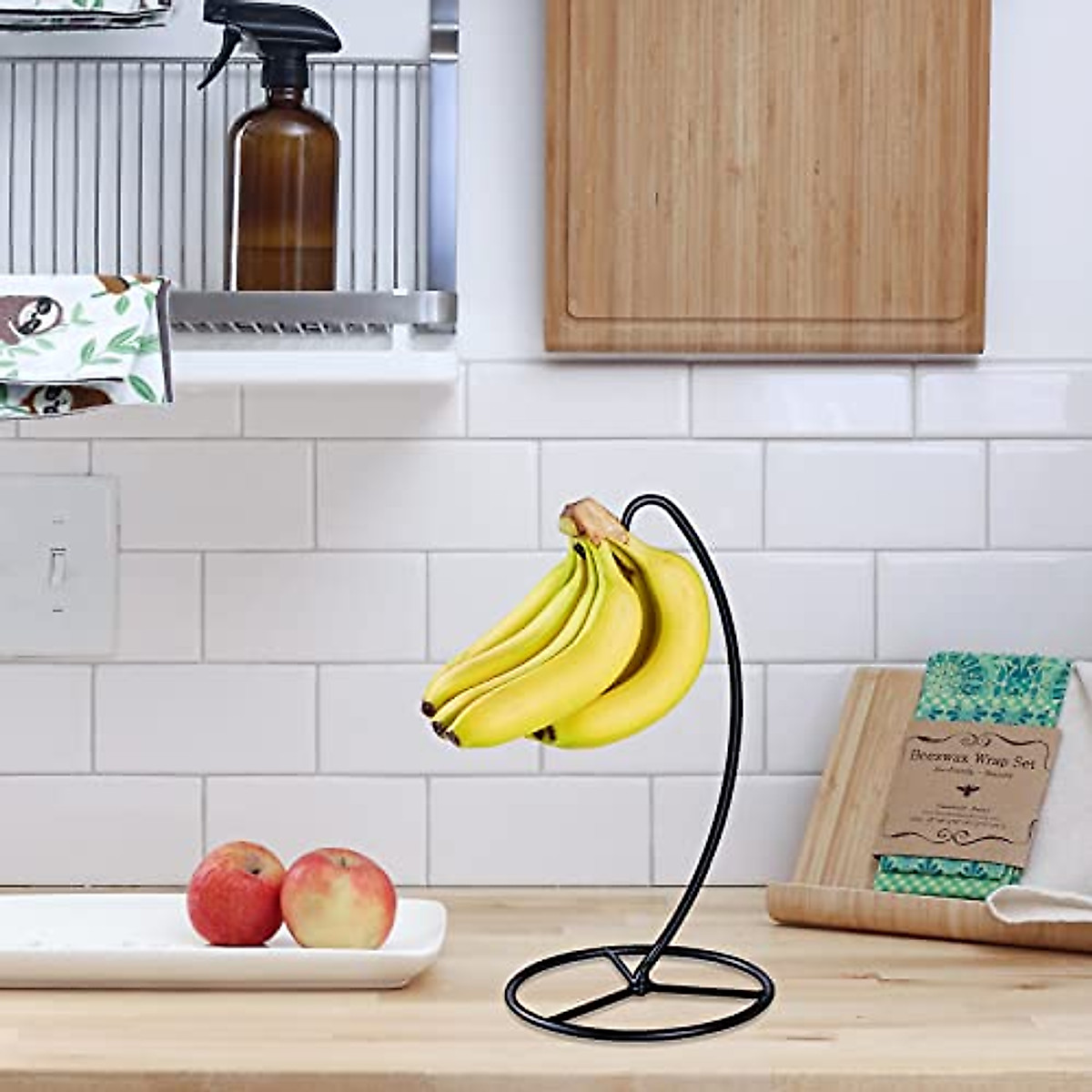 EGMEHOAD Banana Holder Stand, Banana Hanger Stand Black, Metal Banana Tree Hanger to Keep Bananas Fresh for 15LB Banana