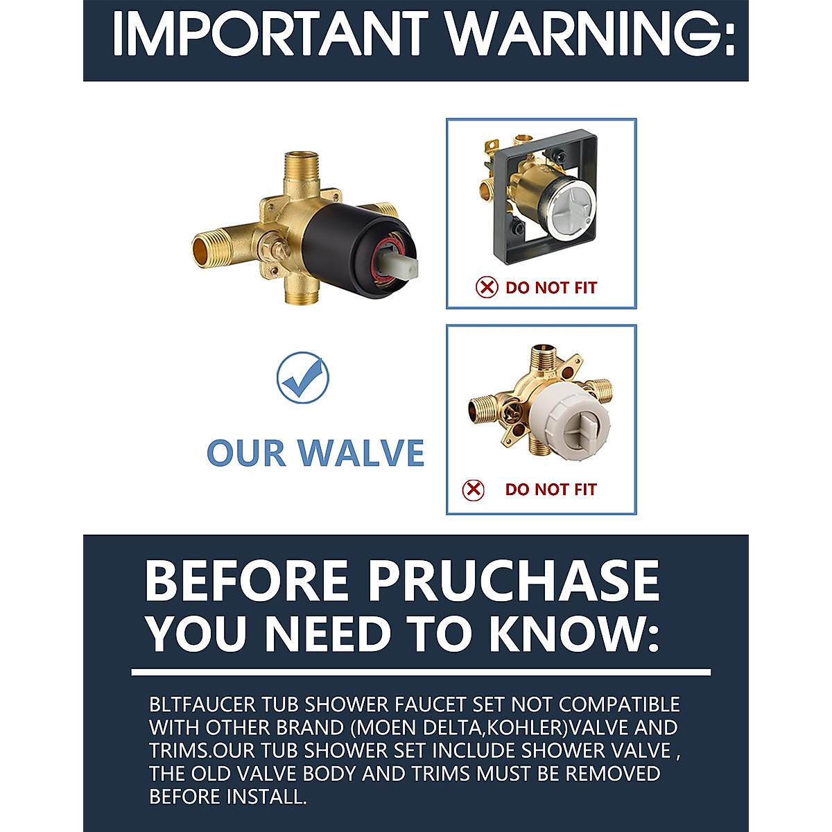 BLTFAUCER Matte Black Dual Bathtub Shower Faucet Set Combo with Handheld and 8 Inch Rainfall Shower Head|Adjustable Extension Shower Arm|Tub Spout|Pressure Balance Rough-in Valve Included