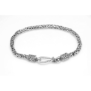 Blusilver 925 Sterling Silver Bizantine Chain Bracelet Handmade in Bali 2.0 mm (7.0 Inches)