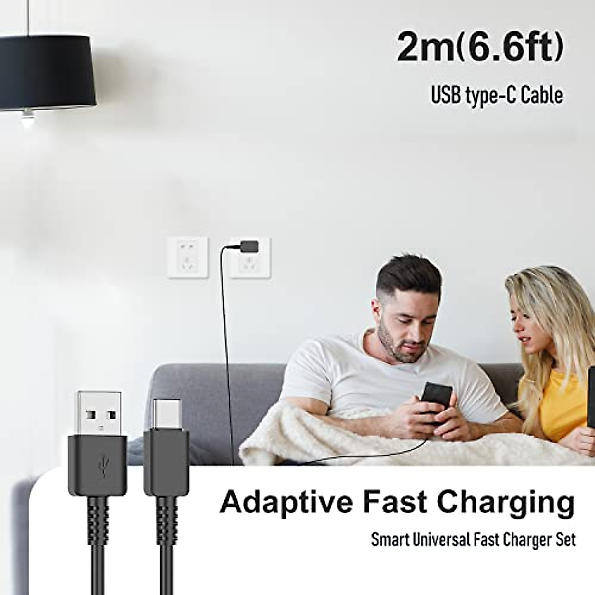 For Samsung Galaxy S10/S9/S8 Charger,2Pack Adaptive Android Charger with USB Type C Fast Charging Cable for Samsung Galaxy S8/S9/S10 Plus/S10E/ S20/S20 Plus/S21/S21 Ultra/Note 8/Note 9/Note 10/Note 20