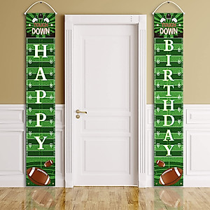 Batiyeer Football Happy Birthday Porch Sign Banner Football Bowl Game Sports Fan Supplies Football Themed Boy Birthday Party Favors Photo Booth Props Wall Hanging