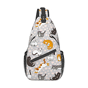 VOOHDDY Cute Cat Kitten Sling Bag For Women Men Fun Animal Travel Hiking Backpack Crossbody Shoulder Chest Bags Casual Daypack Sport