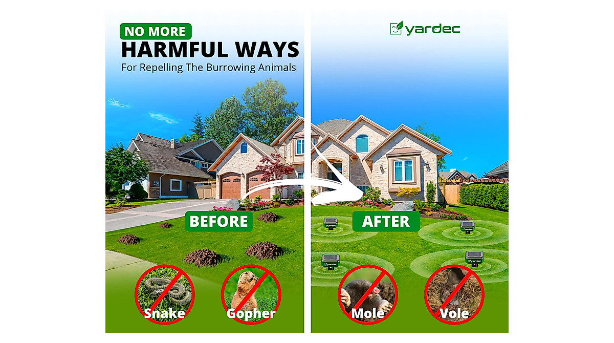 YARDEC Ultrasonic Gopher Repellent 8-Pack | Solar & Waterproof