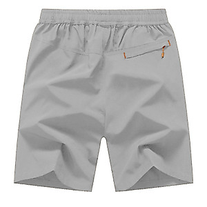 Rdruko Men's Hiking Running Shorts Quick Dry Athletic Performance Shorts Zip Pockets(Light Grey, US L)