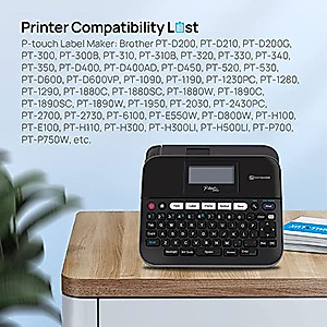HALLOLUX Compatible Label Tape Replacement for Brother P-Touch TZe-231 TZe231 TZe-231S use with Label Maker PT-D400 PT-D600 PT-H300 PT-P700, Black on White, 0.47 Inch (12mm) x 26.2 Feet (8m), 6-Pack