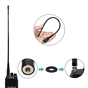 UAYESOK GMRS Antenna (462-467 MHZ) SMA-Male 15-Inch Soft Whip Upgrade for BaoFeng UV-5X UV-5G Radioddity GM-30 Retevis RB27 TIDRADIO GM-5R GMRS Handheld Radios