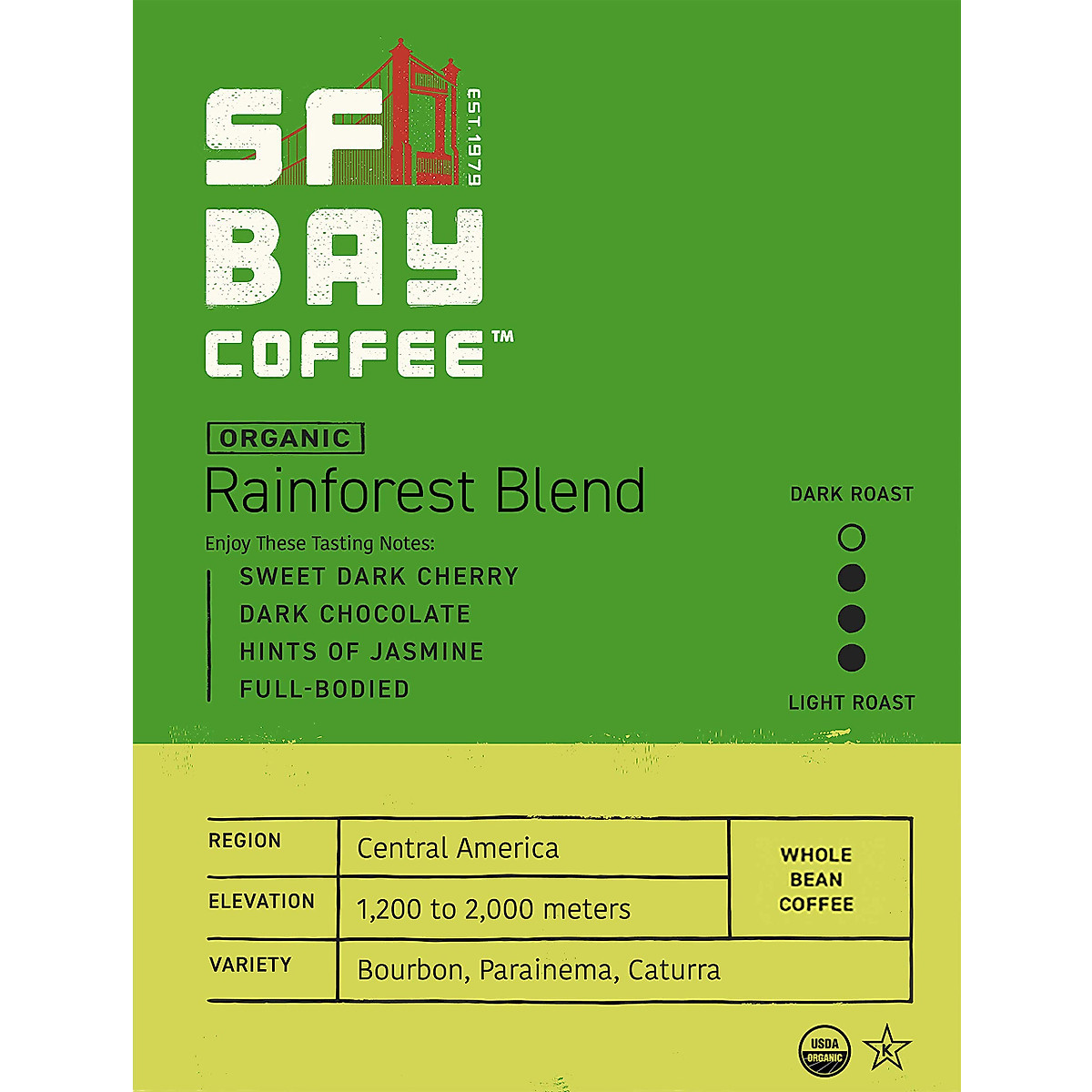 San Francisco Bay Whole Bean Coffee - Organic Rainforest Blend (2lb Bag) and Fog Chaser (2lb Bag), Medium Dark Roast