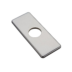 BWE 6” Faucet Cover Escutcheon Brushed Nickel Stainless Steel Deck Plate for Bathroom Sink 1 Hole or 4 Inch 3 Holes Centerset Sink Modern Rectangular Vanity Basin Sink Hole Cover Cap