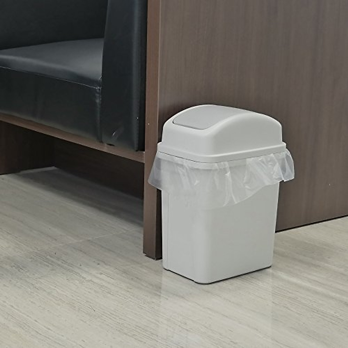 Teyyvn 7 Liter / 1.8 Gallon Plastic Trash Can, Small Garbage Can with Swing Lid (Slightly Grey)
