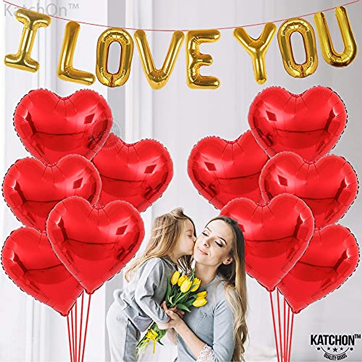 KatchOn, I Love You Balloons Set - Pack of 20 | Red Love Balloon, Romantic Decorations Special Night, Red Heart Balloons | Valentine Balloons for Valentines Day Decor, I Love You Balloons For Him
