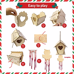 Craft Spot! Bird House Kit for Kids, Christmas Bird House Sets to Build, DIY Wooden Birdhouse for Outdoor, Kids Crafts Wood Arts and Crafts for Kids Ages 3+