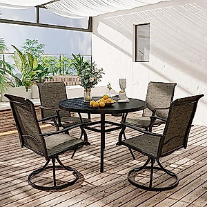 VICLLAX 5-Piece Outdoor Patio Furniture Dining Set, All-Weather Outdoor Swivel Chairs and Round Patio Dining Table, 42" Black
