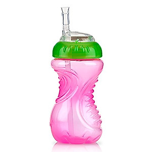 Nuby 3 Piece Girl No-Spill Cup with Flex Straw, 10 Ounce