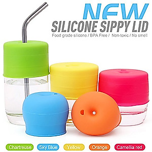 Silicone Sippy Lids Pack of 5, maxin Silicone Spout Makes Cup into Spill-Proof Sippy Cup for Babies and Toddlers
