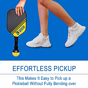 QOGIR Pickleball Ball Retriever: Easy Pickleball Ball Accessory to Pick Up Pickleball Balls Without Bending Over, Attaches to Pickleball Paddle Bottom, Fits Any Pickleball Paddles, Black