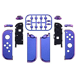 eXtremeRate DIY Replacement Shell Buttons for Nintendo Switch & Switch OLED, Chameleon Purple BlueCustom Housing Case with Full Set Button for Joycon Handheld Controller - Console Shell NOT Included